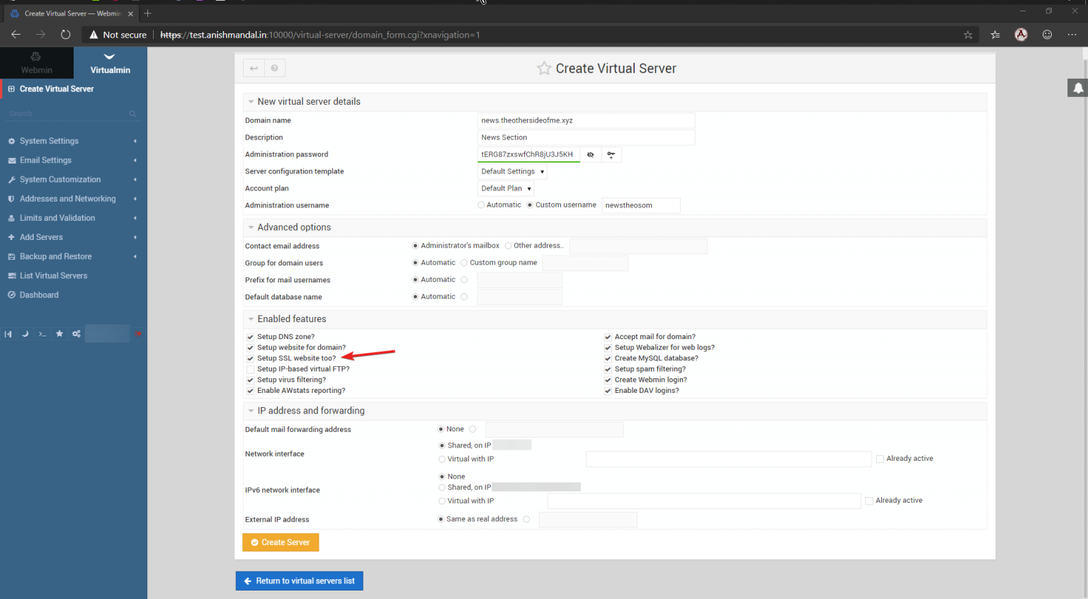 How To Create Virtual Server In Virtualmin For Email Service And Wordpress Blog Hosting Anish